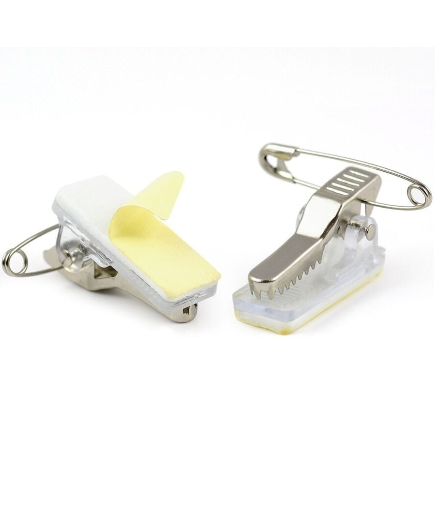 Pack Of 100 Self-Adhesive ID Badge Clips & Safety Pin